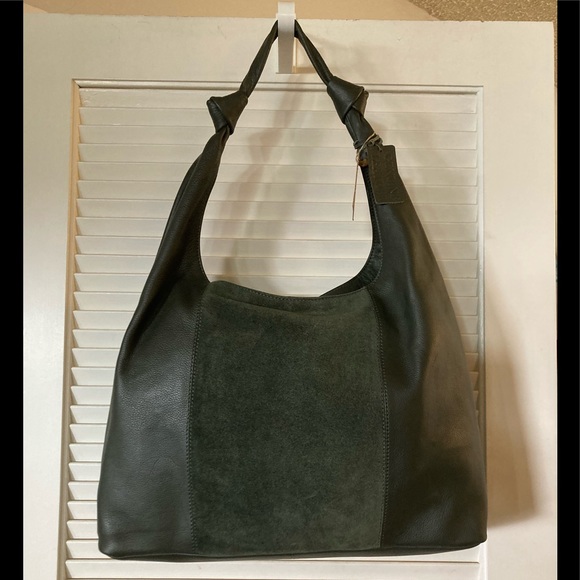 Bags | Genuine Leather Olive Green Hobo Style Tote Bag | Poshmark